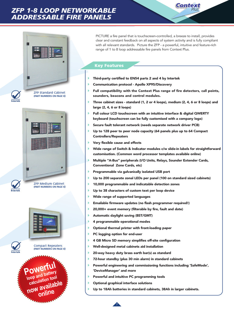 Context Plus - ZFP - Addressable Panel - Jan18 | PDF | Power Supply | Resistor