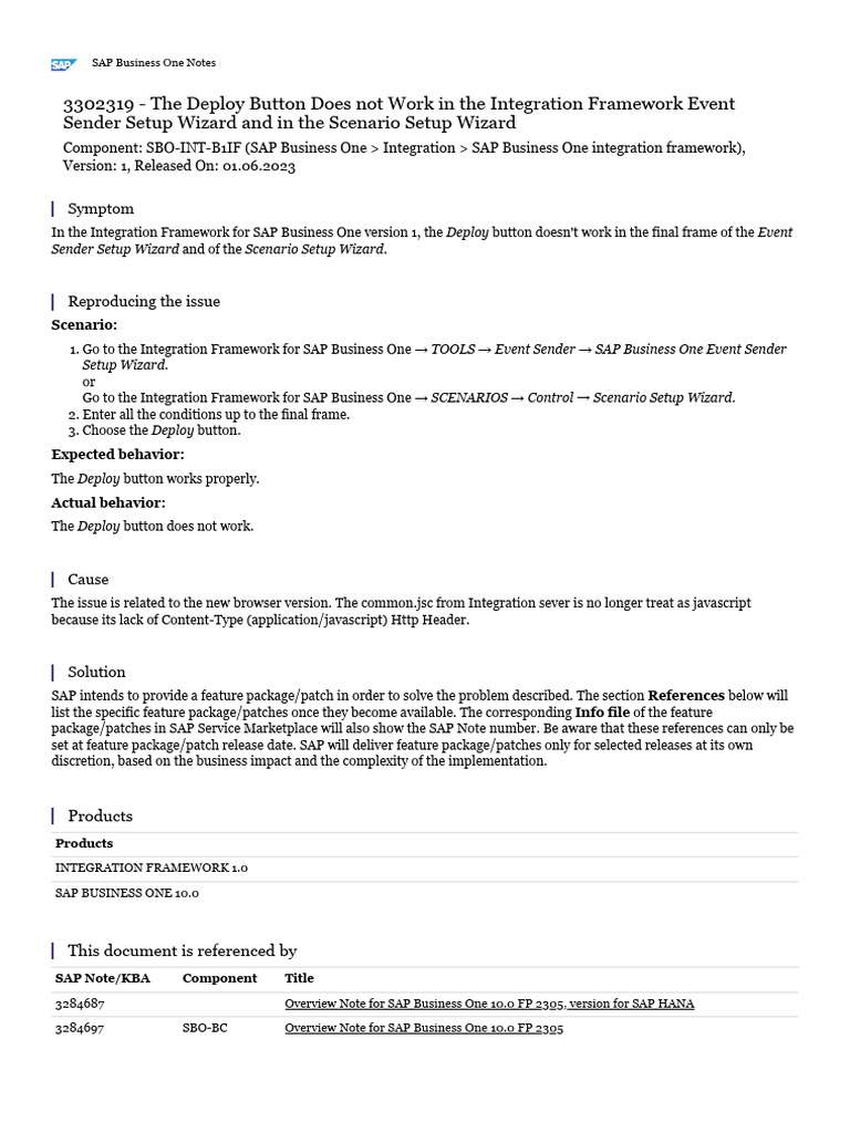 The Deploy Button Does Not Work in The Integration Framework Event Sender Setup Wizard and in ...