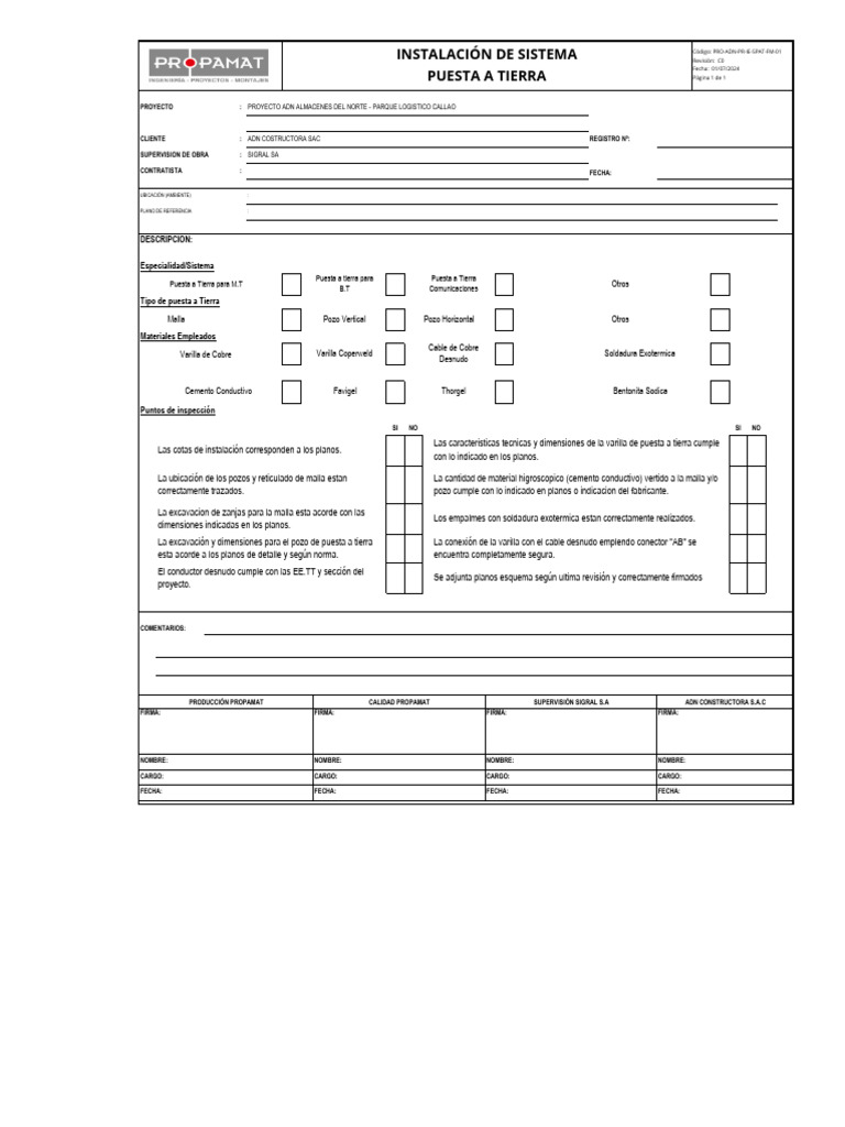 2.-Protocolo - Instalación Spat | PDF | Ingenieria Eléctrica | Electricidad