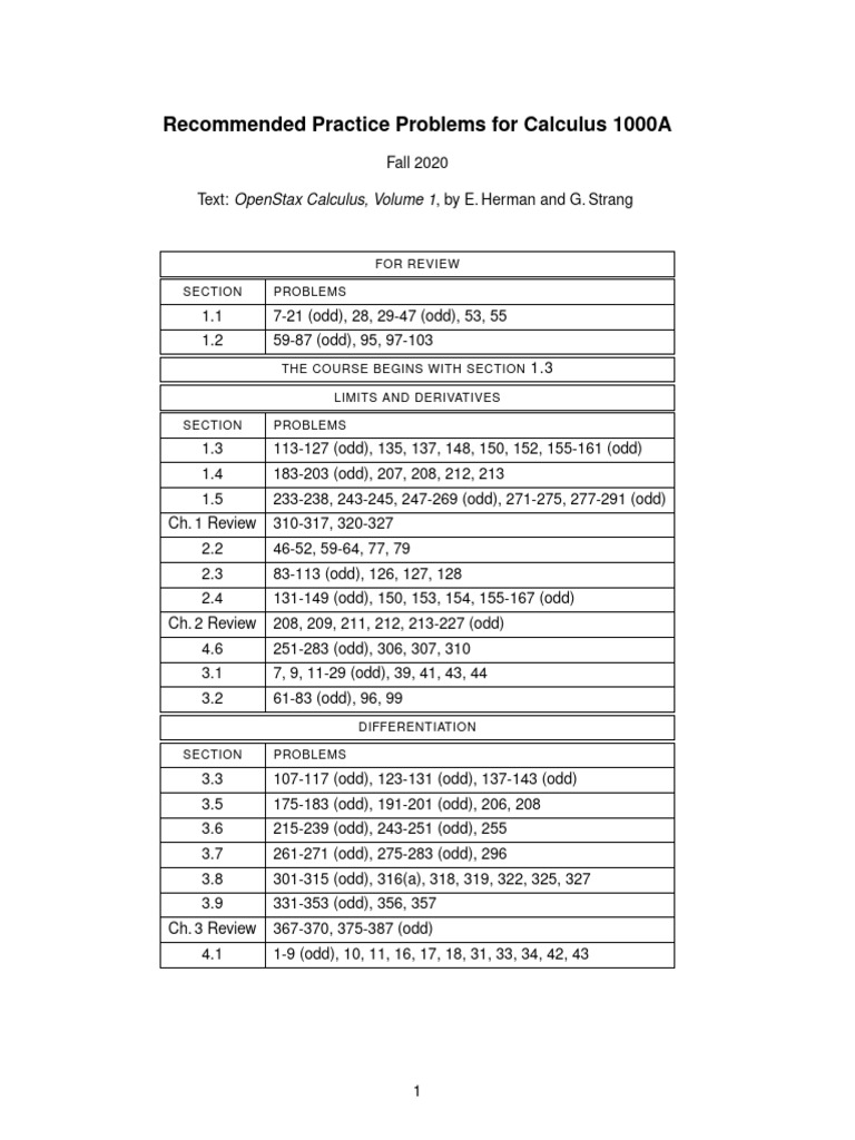 Calc1000exercises OpenStax | PDF