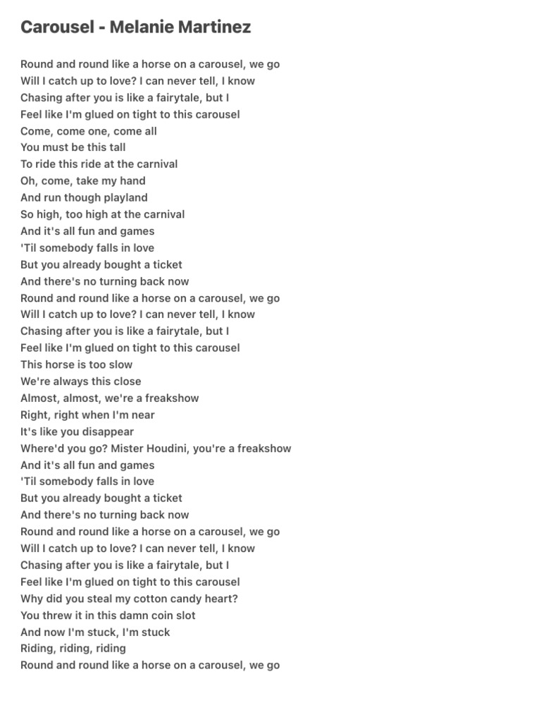 Carousel - Melanie Martinez | PDF