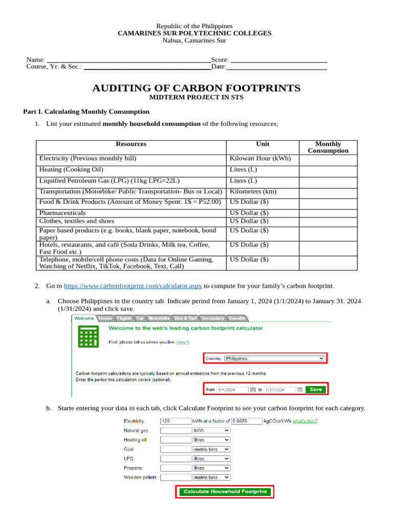 Midterm Project -Auditing of Carbon Footprint | PDF