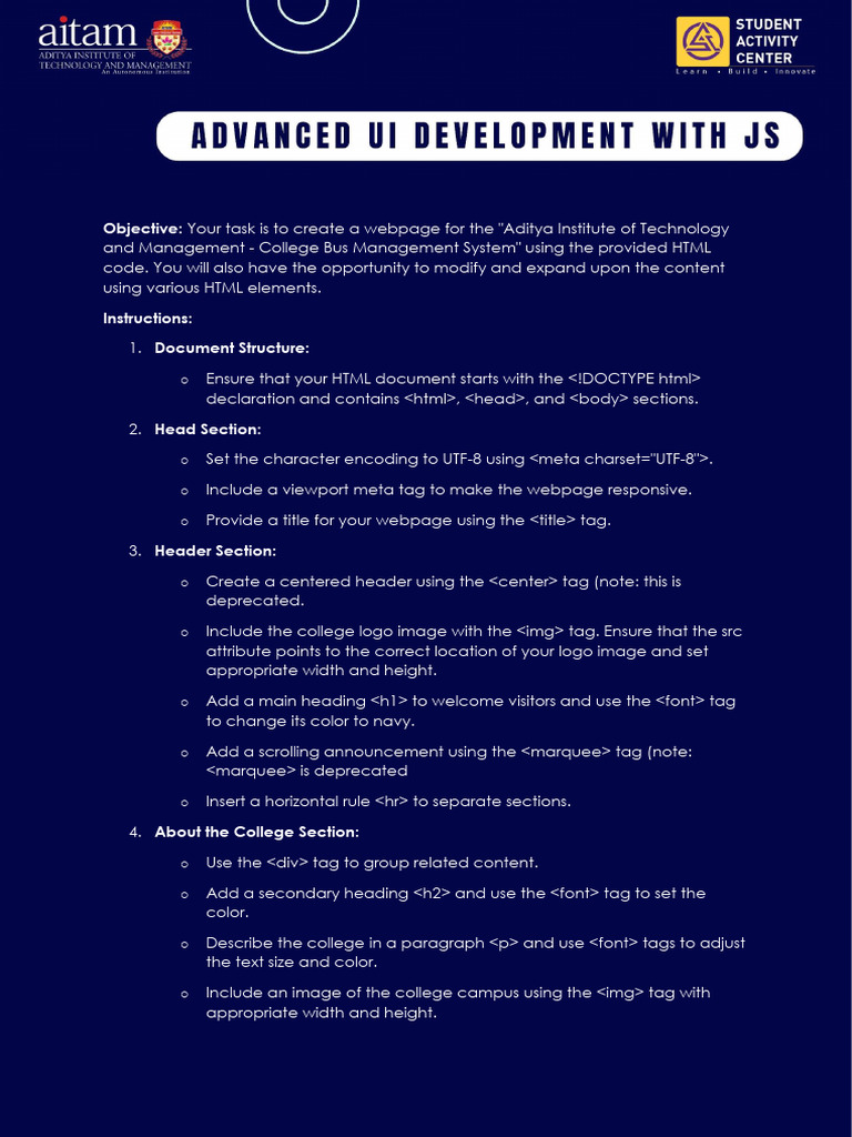 Aitam Bus Management System - Create A Styled HTML Document - File | PDF