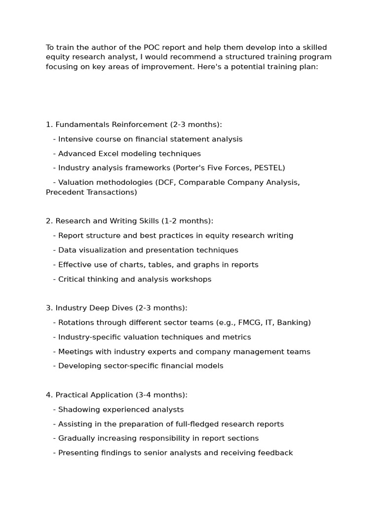 To Train The Author of The POC Report and Help Them Develop Into A ...