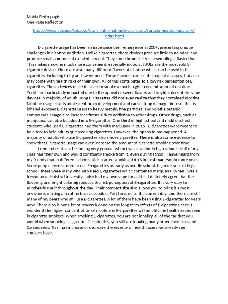 One Page Reflection | PDF