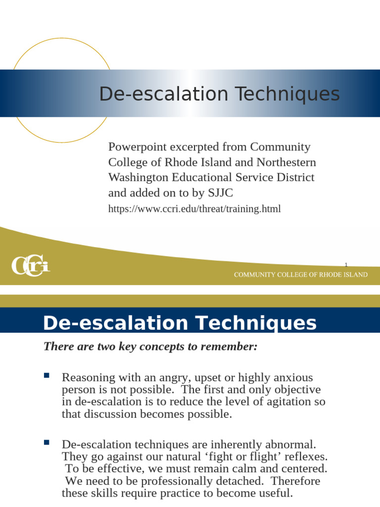 De-Escalation Techniques | PDF
