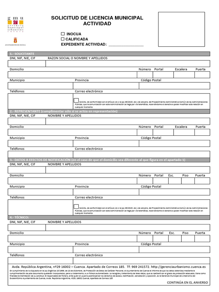 Solicitud de Licencia de Actividad | PDF