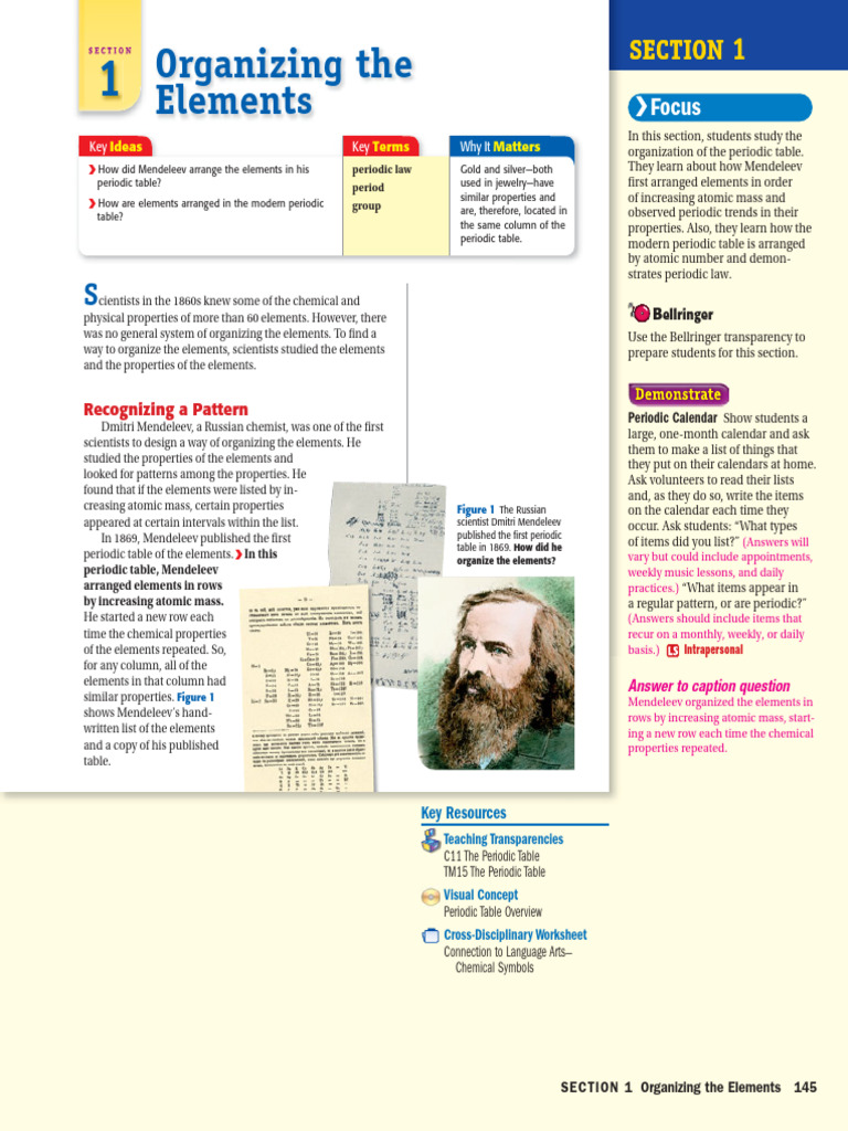 Chapter 5-Section 1-Organizing The Elements | PDF
