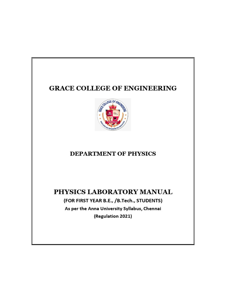 BS3171 Physics Lab Manual | PDF