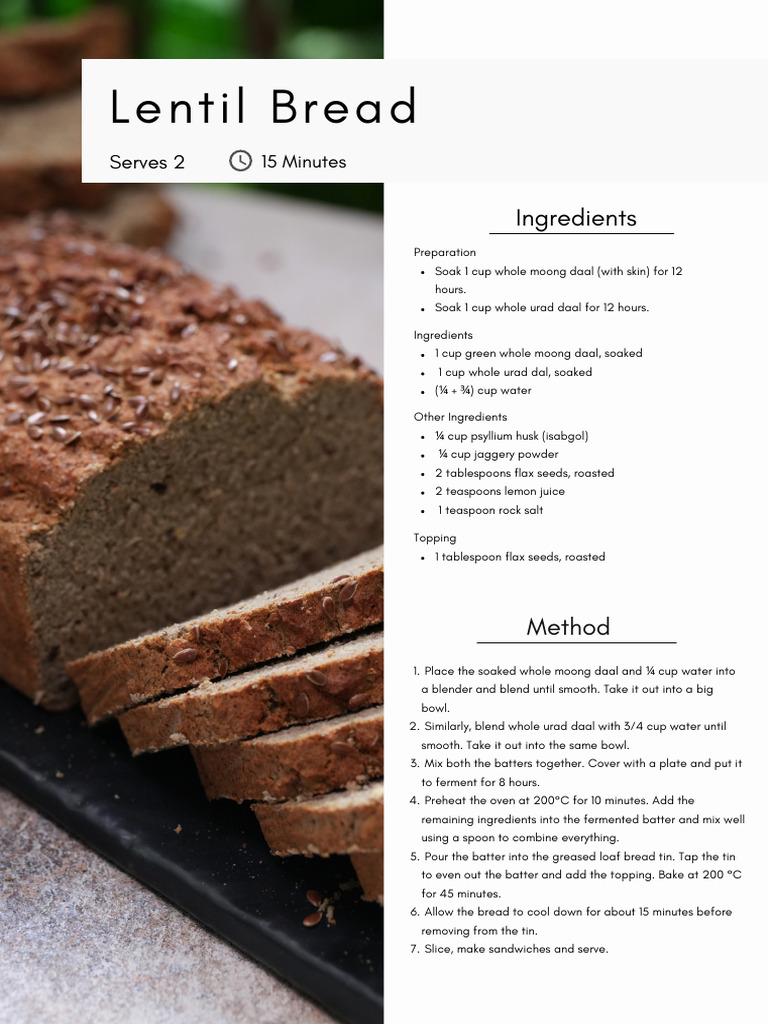 Lentil Bread Recipe | PDF