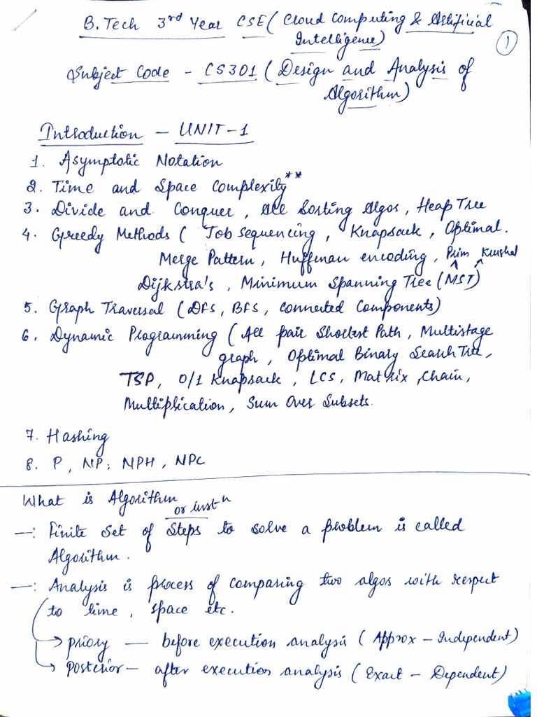 DAA Unit 1 & 2 | PDF