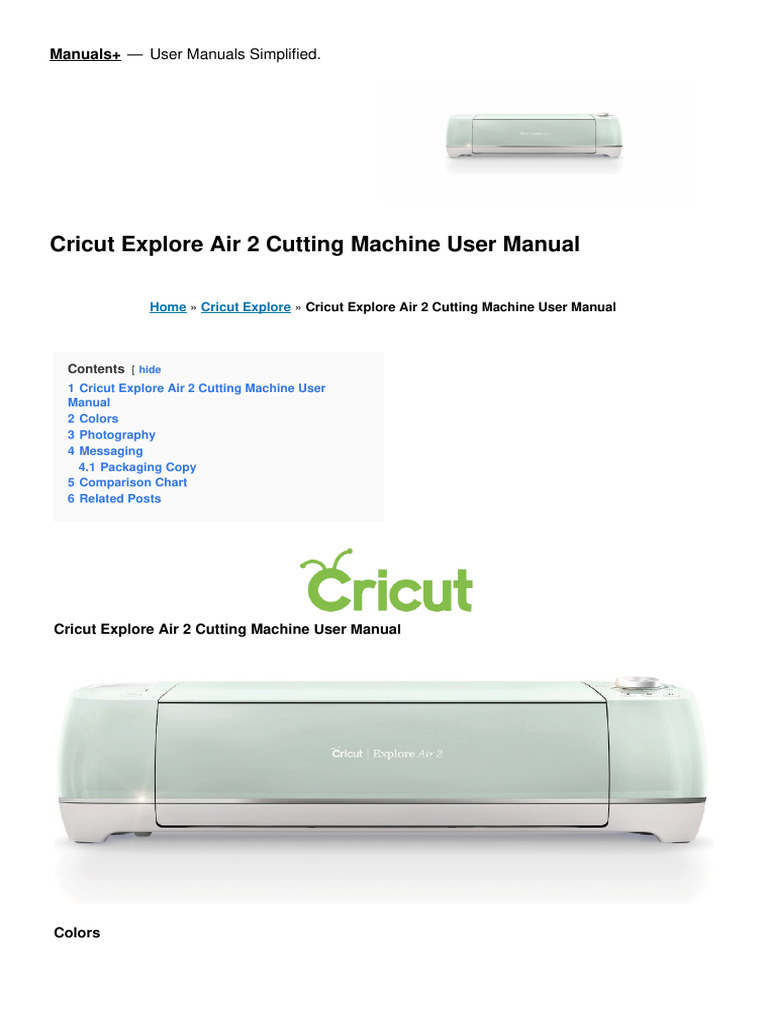 Cricut Explore Air 2 Cutting Machine User Manual - 240727 - 154950 | PDF | Computing | Computers