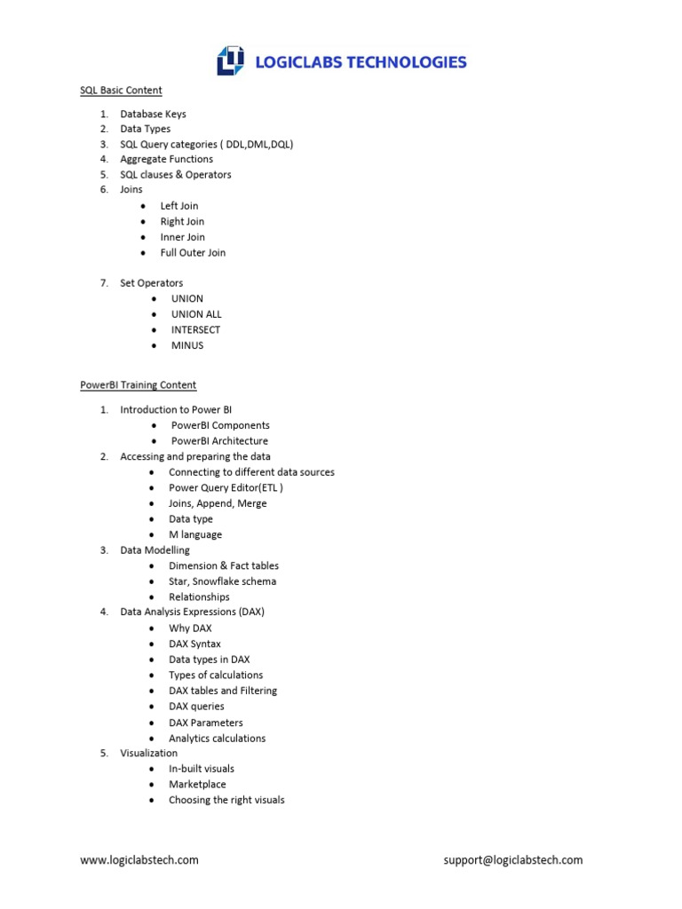 PowerBI Training Content | PDF