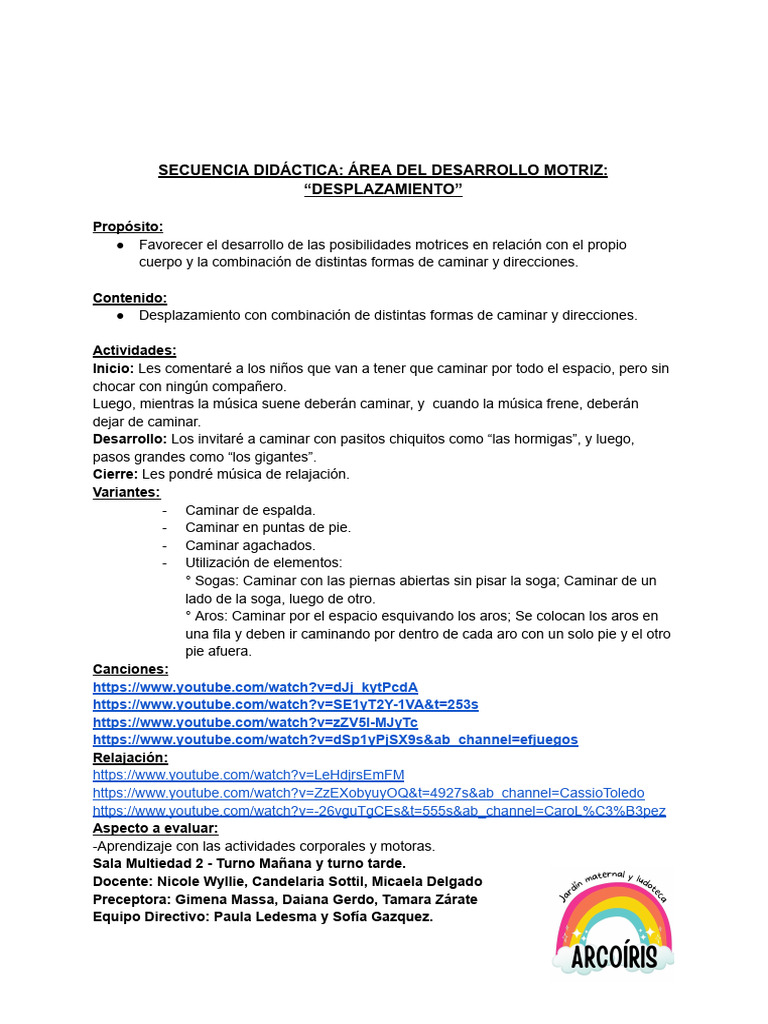 Área desarrollo motriz | PDF