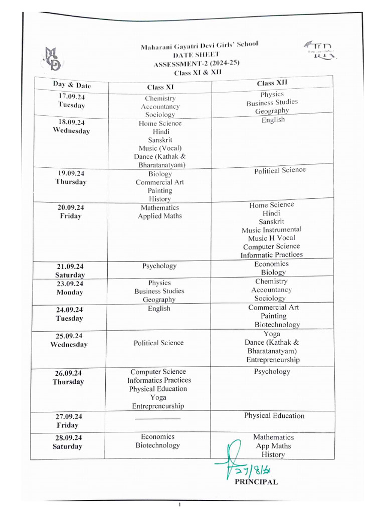 Date Sheet Assessment - 2 Half Yearly Examination 2024-25 | PDF Date Sheet Assessment - 2 Half Yearly Examination 2024-25 | PDF