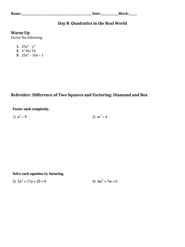 Quadratic Functions for Students | PDF | Gravity | Mathematics