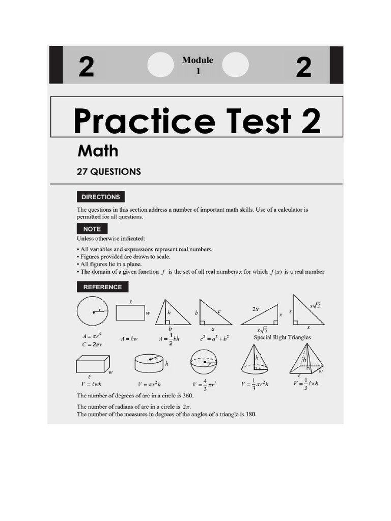 SAT Math Practice Test 2 Module 1 | PDF