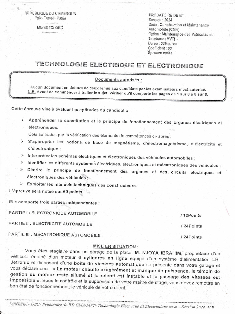 Corriger Techno Ee p Mvt 2024 | PDF