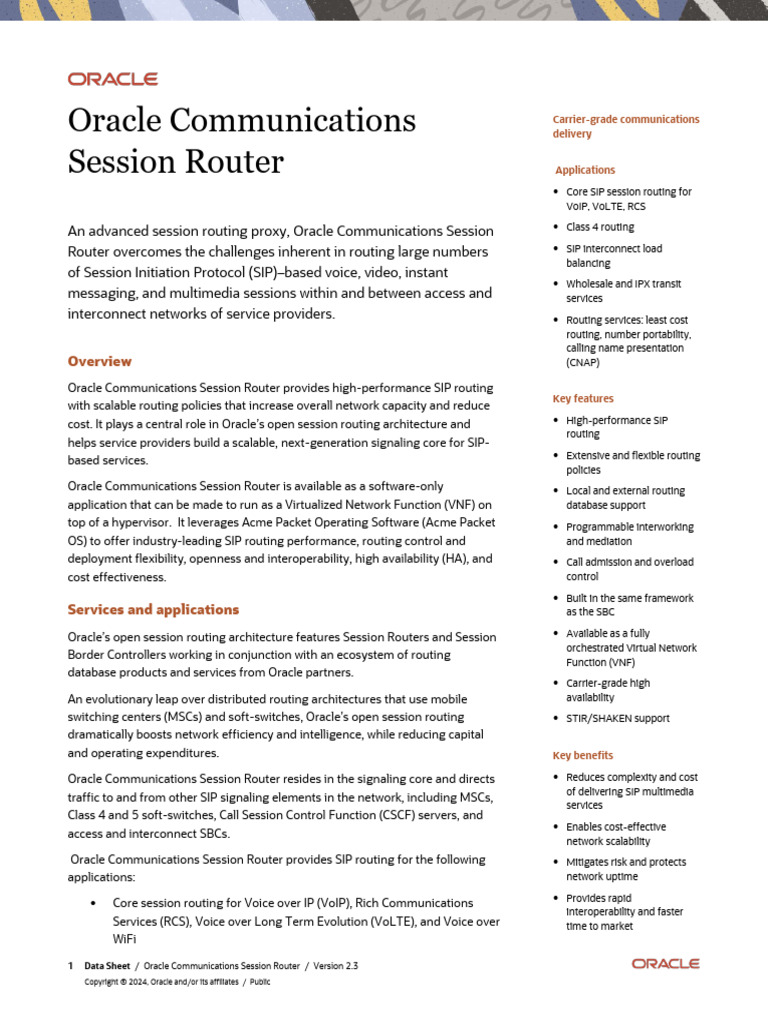 Oracle+Communications+Session+Router_ds | PDF