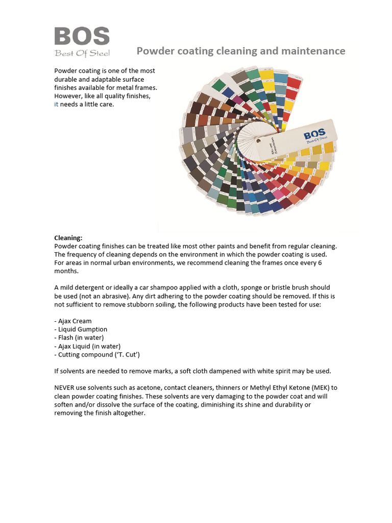 Powder Coating Cleaning and Maintenance JS | PDF