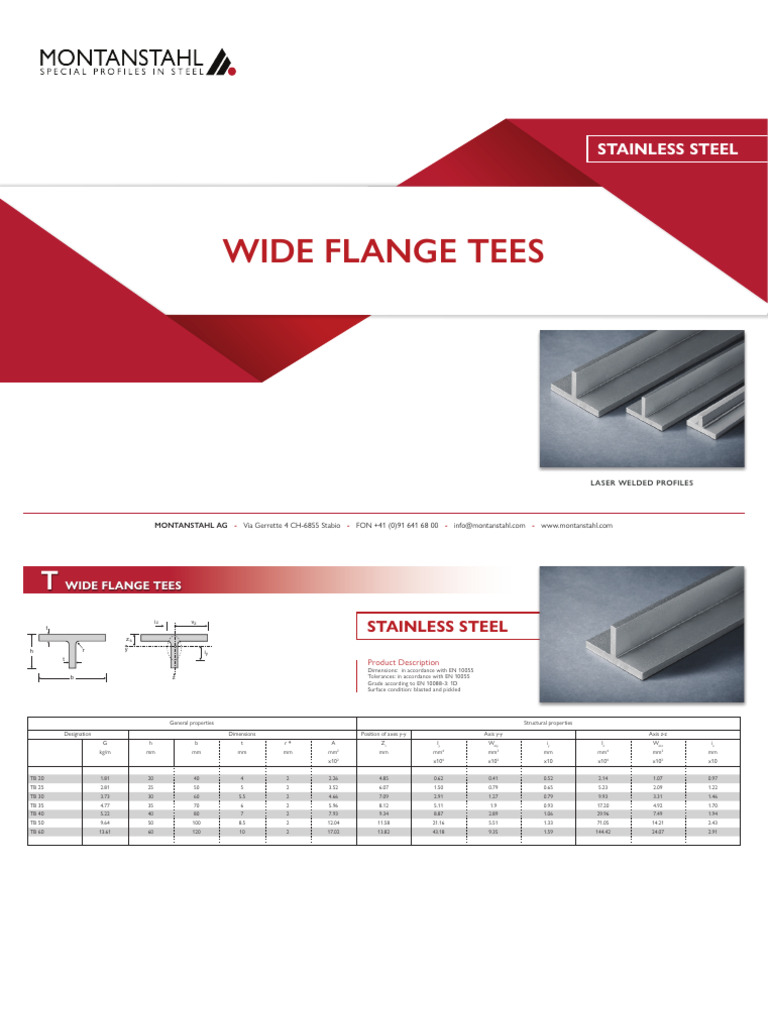 MONTANSTAHL Wide Flange Tees Datasheet | PDF