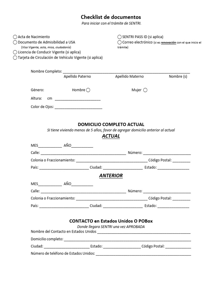 Formulario SENTRI | PDF | Política | Derecho