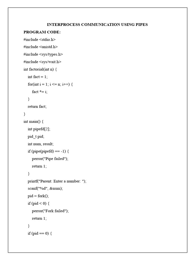 Interprocess Communication Using Pipes | PDF