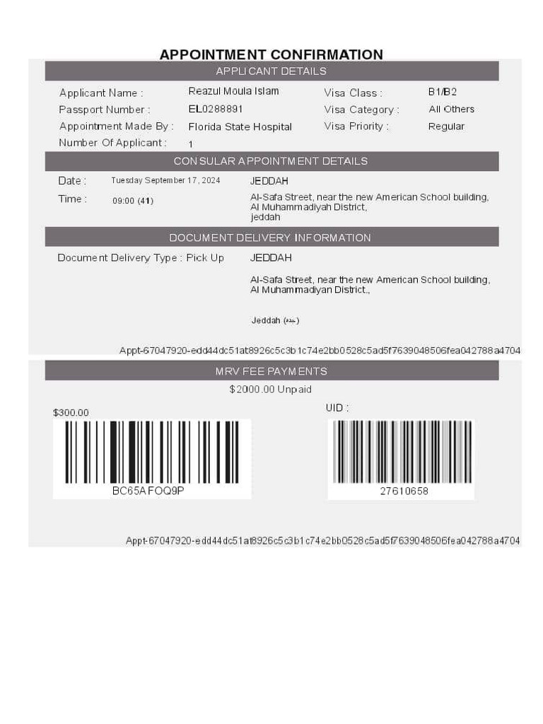 Appointment Confirmation | PDF