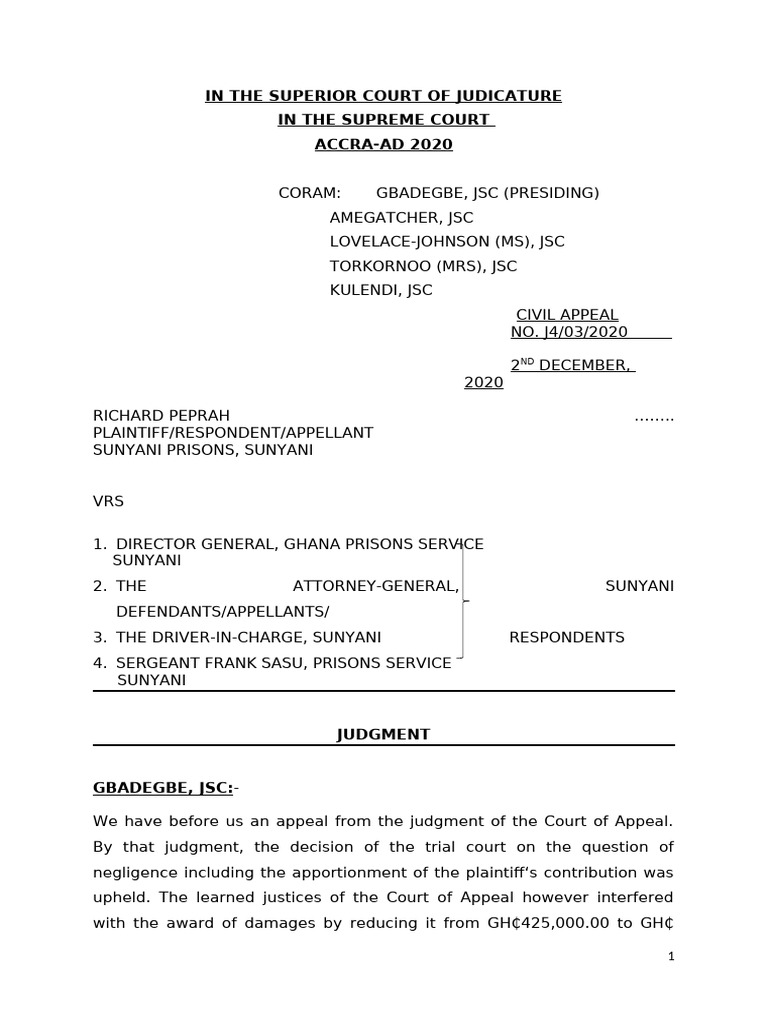 Richard Peprah VRS The Director General, Ghana Prisons Service, Sunyani ...