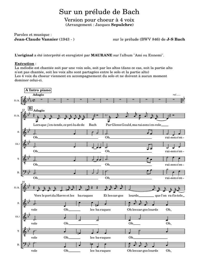 Vannier Jean Claude Sur Un Prelude de Bach | PDF