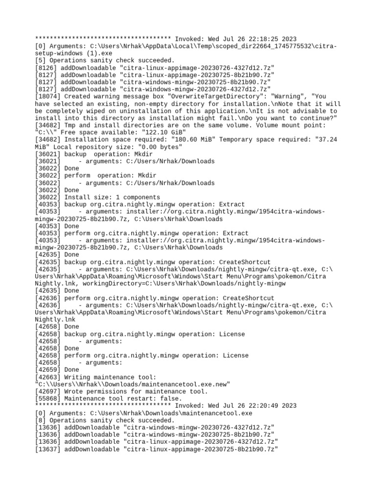 Installation Log | PDF