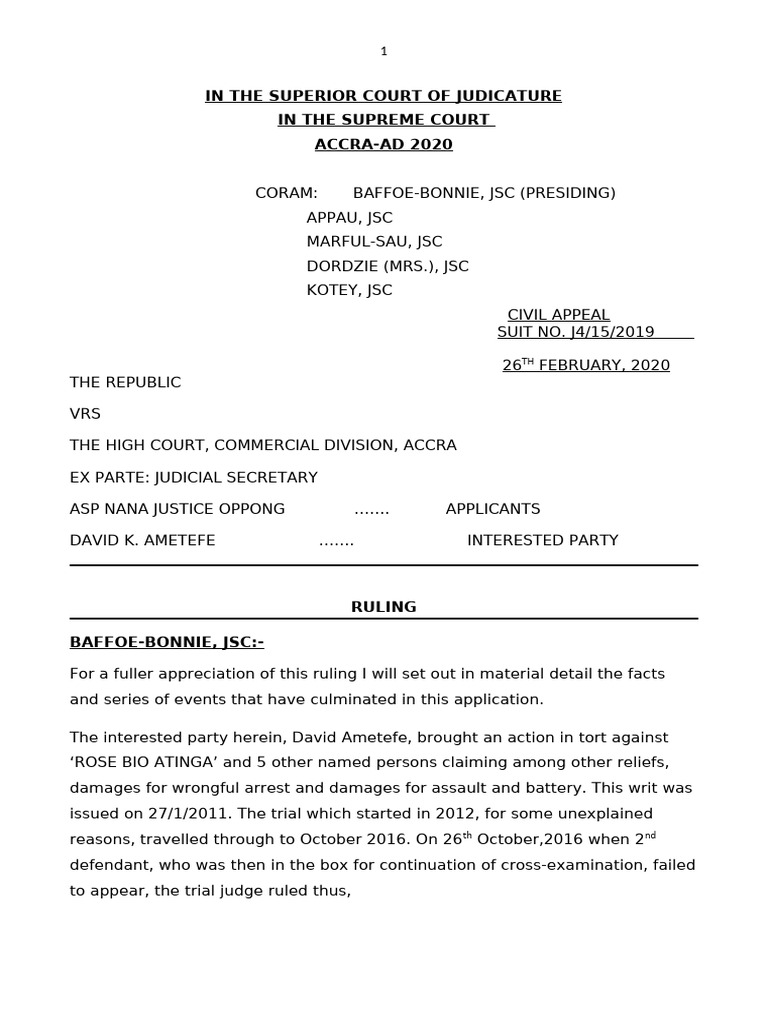 The Republic VRS High Court, Commercial Division, Exparte Judicial ...