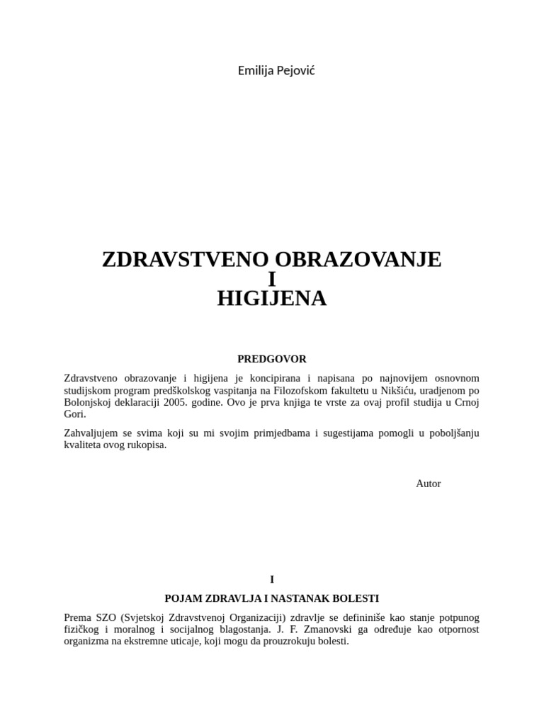 Zdravstveno Obrazovanje I Higijena Sredjeno | PDF