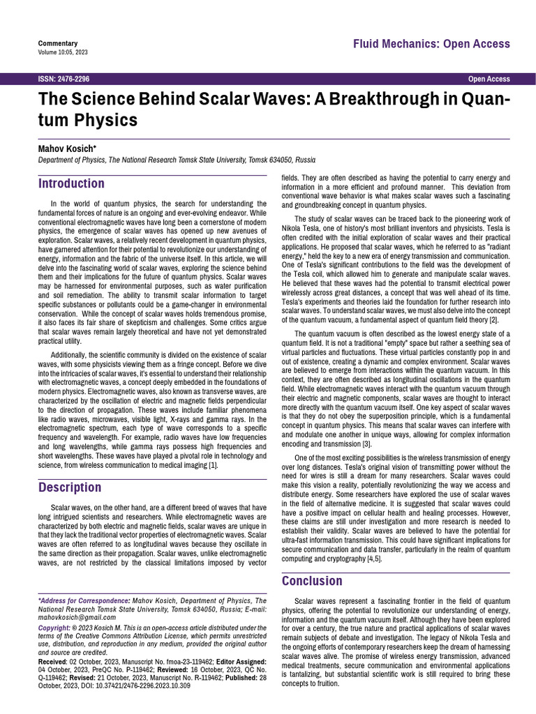 The Science Behind Scalar Waves A Breakthrough in Quantum Physics | PDF