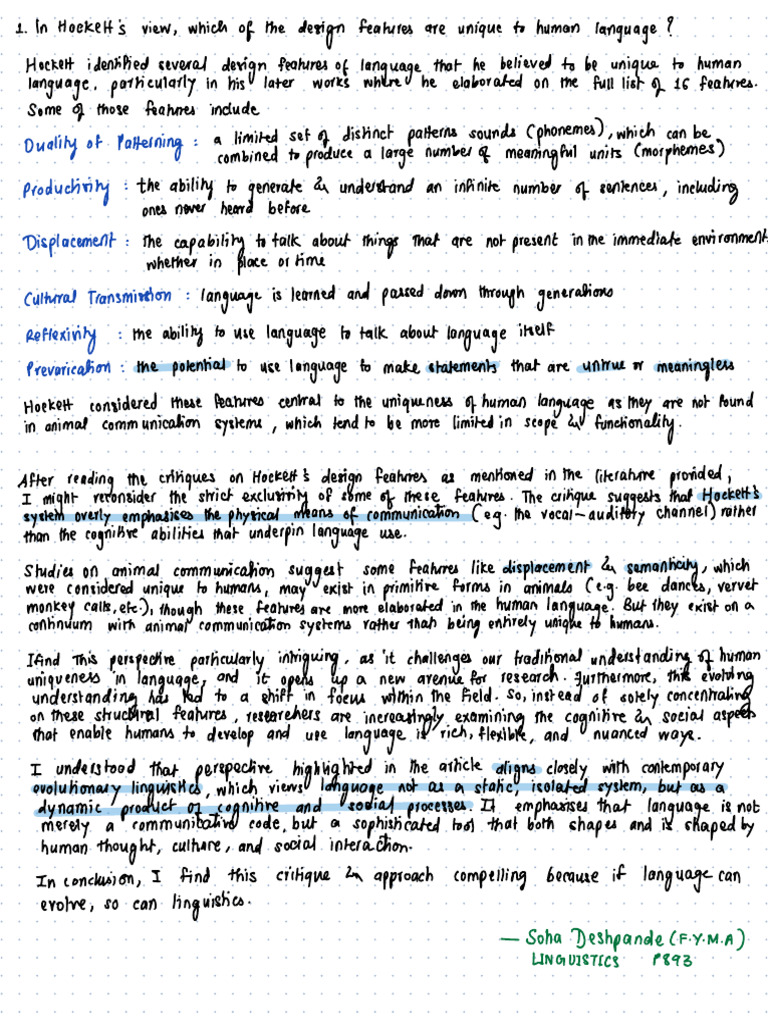 Why Hockett's Design Features of Language Are A Non-Starter - Article ...