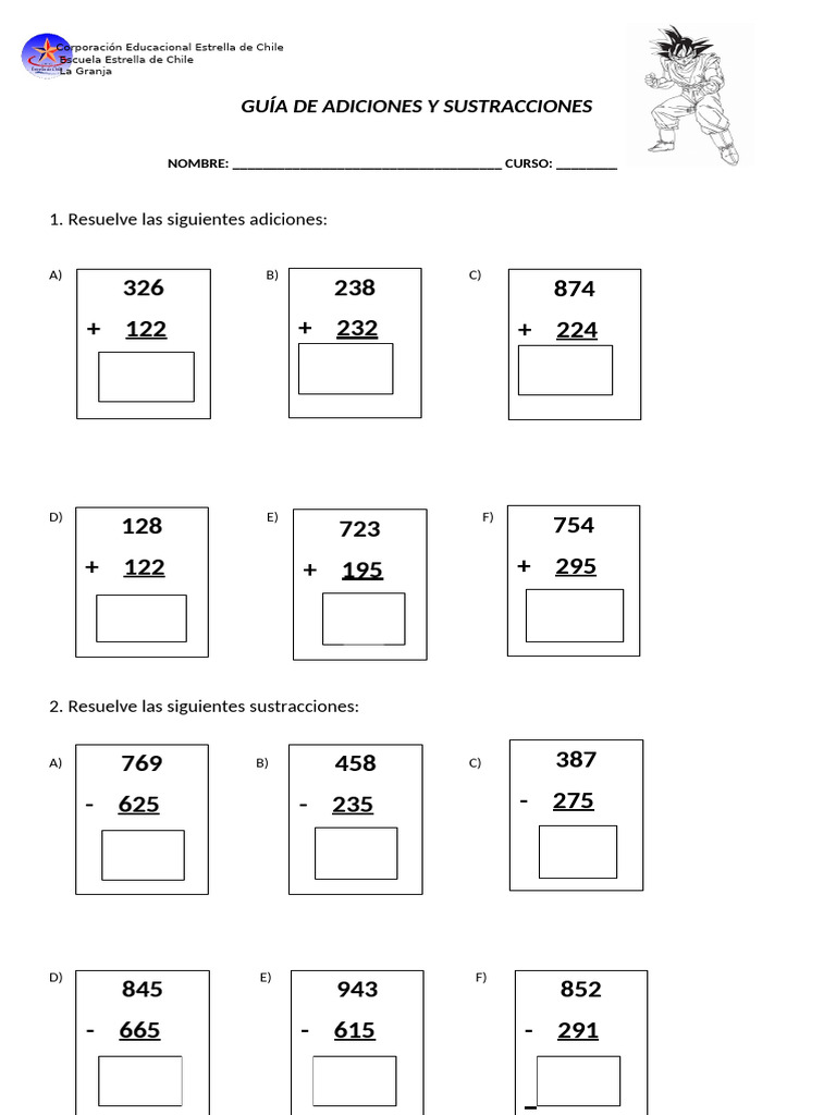 Guía de Adiciones y Sustracciones Matías Basaez | PDF