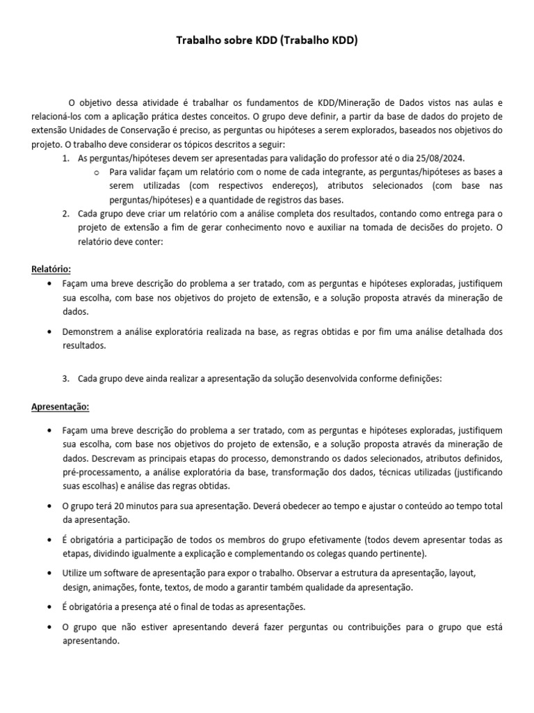 Trabalho KDD | PDF