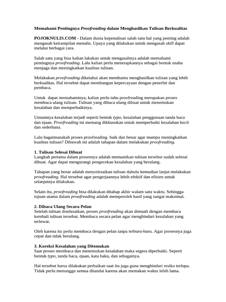 Artikel Memahami Pentingnya Proofreading | PDF