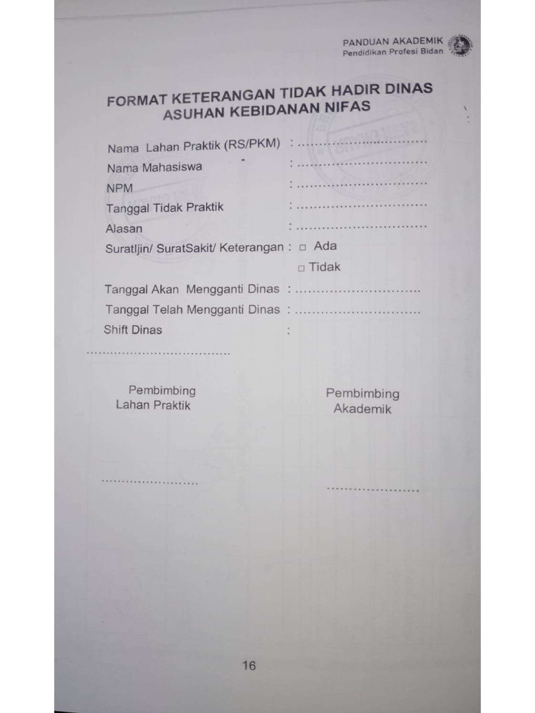 Format Keterangan Tidak Hadir PNC | PDF