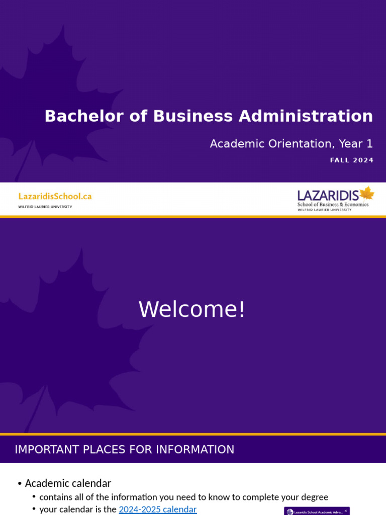 BBA First Year Orientation Fall 2024 | PDF