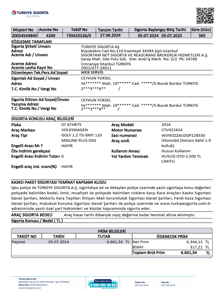 Kasko Sigortası-Türkiye Sigorta-Genişletilmiş Kasko E 2 | PDF