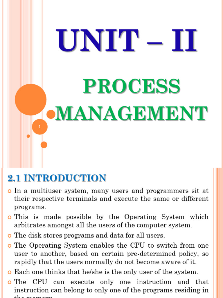 Unit - Ii-Process Management | PDF