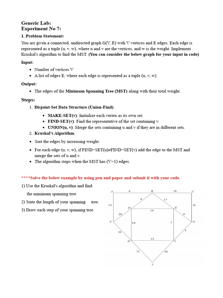 Generic Lab: Experiment No 7:: 1. Problem Statement | PDF