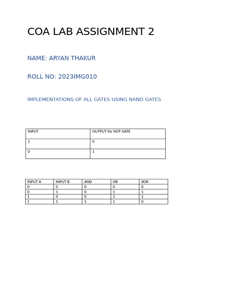 Coa Lab Assignment 2 | PDF