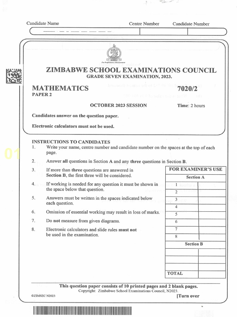 2023 Zimsec Exams | PDF