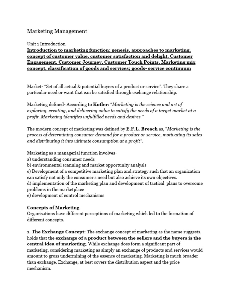 Marketing Management Notes | PDF