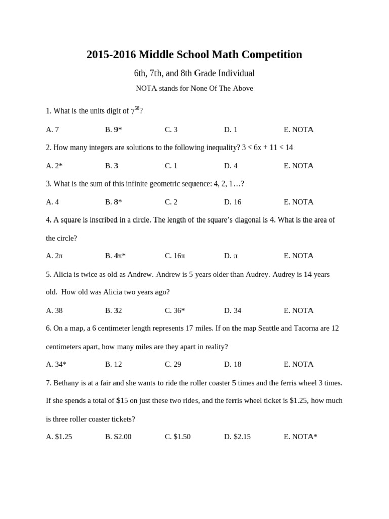 6th 7th and 8th Individual | PDF