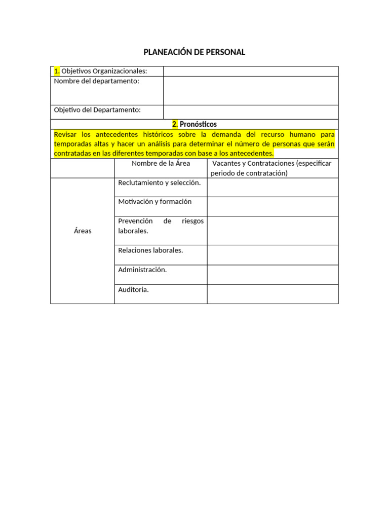 Ejemplo de Una Planeacion de Personal | PDF