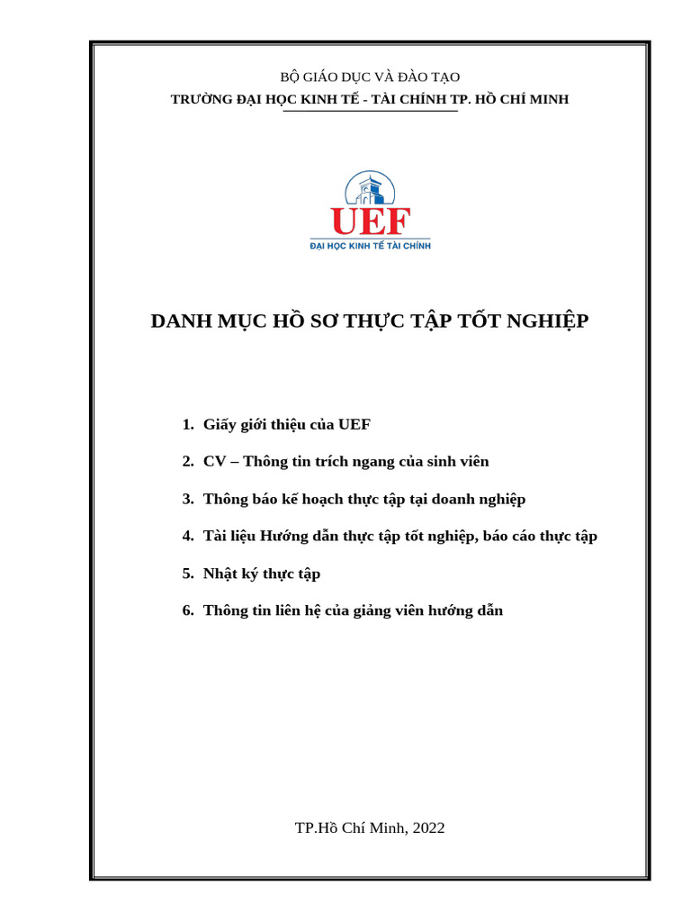 Hồ Sơ Thực Tập Tốt Nghiệp UEF | PDF