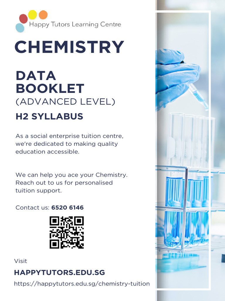 H2 Chemistry A Levels Data Booklet | PDF